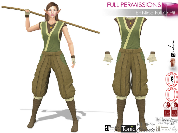 Second Life Marketplace - $AVE Full Perm Female Elf Ninja Kungfu Full ...