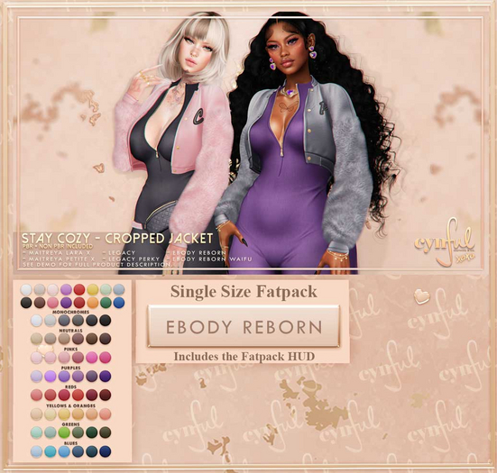 Second Life Marketplace - Cynful Stay Cozy - Cropped Jacket - Single FP ...