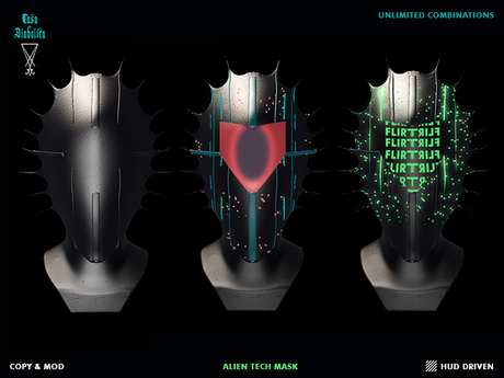 Second Life Marketplace - Alien Tech Mask (Animated Neon & Hud Driven)