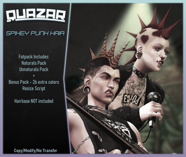 Second Life Marketplace - QUAZAR - Spikey Punk Hair - DEMO
