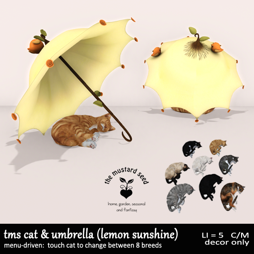 Second Life Marketplace - tms cat & umbrella (lemon sunshine) *ADD*