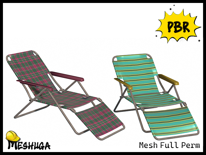 Second Life Marketplace - Meshuga PBR Summer Fun - Beach Lounger Chair ...