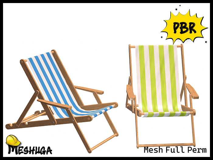Second Life Marketplace - Meshuga PBR Summer Fun - Deck Beach Chair ...