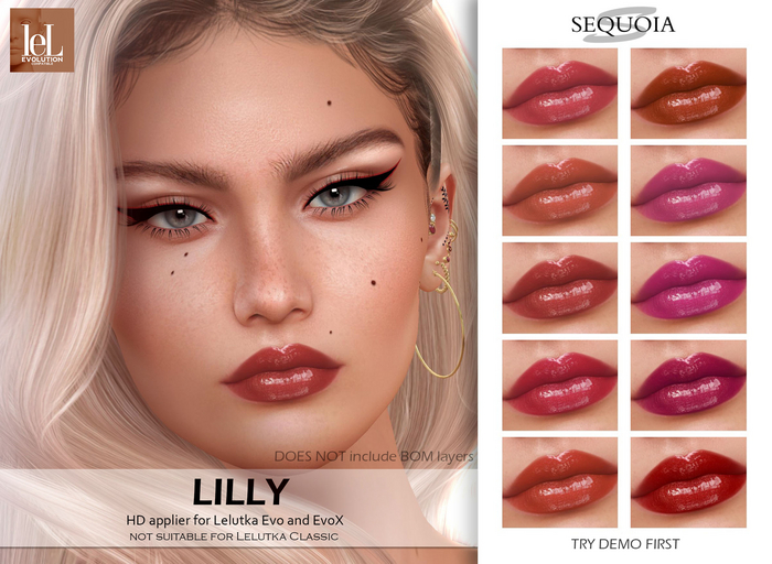 Second Life Marketplace - ::Sequoia:: Lilly HD lipstick for Lelutka Evo ...
