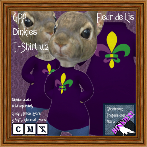 Second Life Marketplace - GPA Dinkies T-Shirt BOM - Fleur de Lis Print v.2