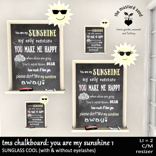 Second Life Marketplace - tms chalkboard: you are my sunshine (sunglass ...