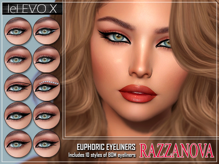 Second Life Marketplace - EvoX MakeUp - Euphoria Style Eyeliner (Fatpack)