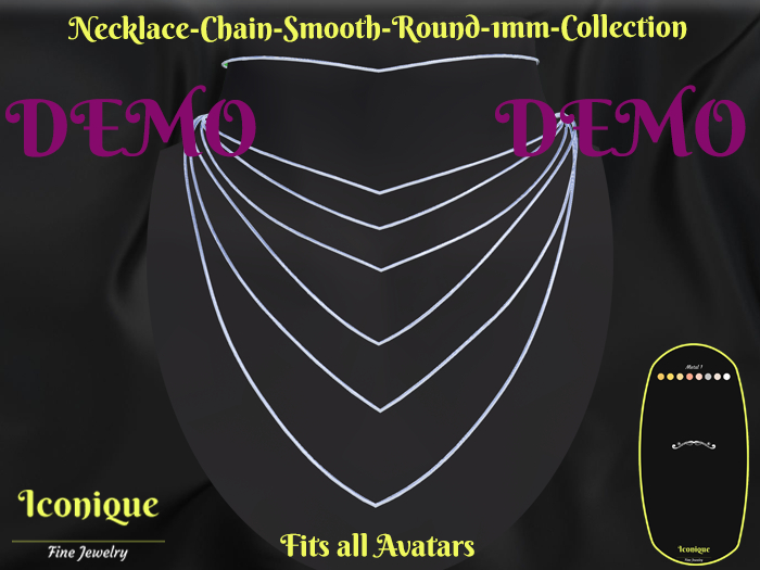 Second Life Marketplace - Necklace-Chain-Smooth-Round-1mm-COLLECTION ...