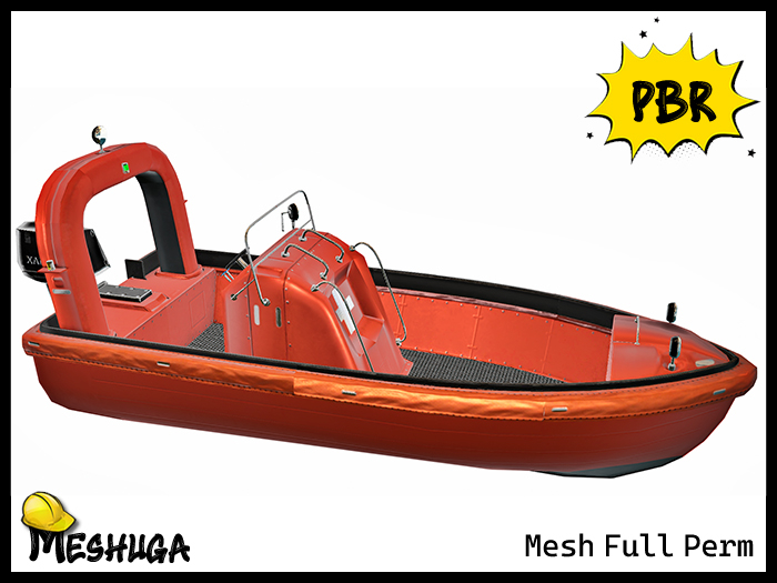 Second Life Marketplace - Meshuga PBR Fast Rescue Boat FULL PERM MESH