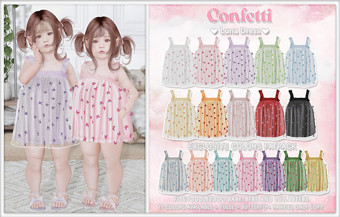 Second Life Marketplace - Confetti. Luna Dress - Blue