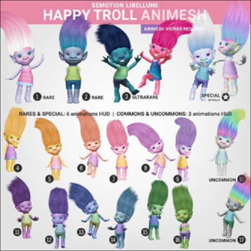 Second Life Marketplace - SEmotion Libellune Happy Troll Animesh #10 ...