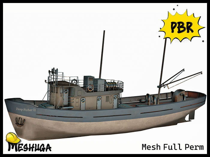 Second Life Marketplace - Meshuga PBR Old Big Fishing Boat FULL PERM MESH