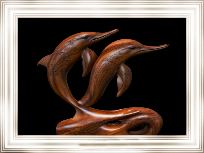 Second Life Marketplace - HB: Carved Wood Dolphin Duo FULL PERM