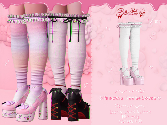 Second Life Marketplace - { Red Blossom } Cutesy Princess Heels { PINK }