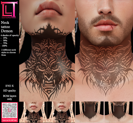 Second Life Marketplace - Neck tattoo Demon EVO X *LLT*