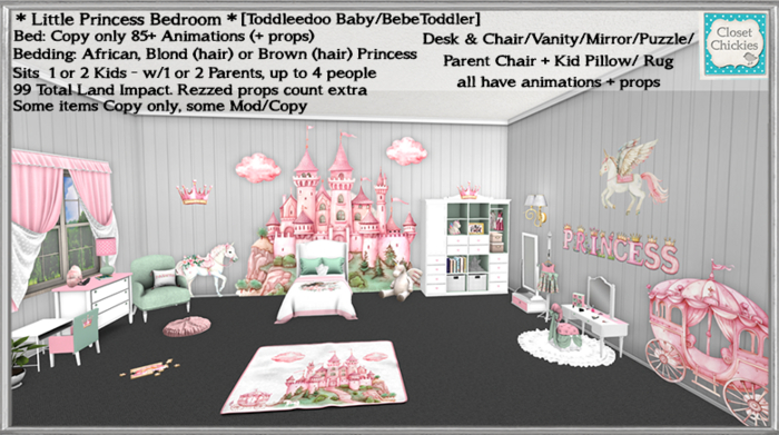 Second Life Marketplace - *CC* Little Princess Bedroom (TDB/BebeToddler ...