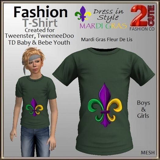Second Life Marketplace - Holiday Fashion Tee [2cute] Mardi Gras Fleur ...