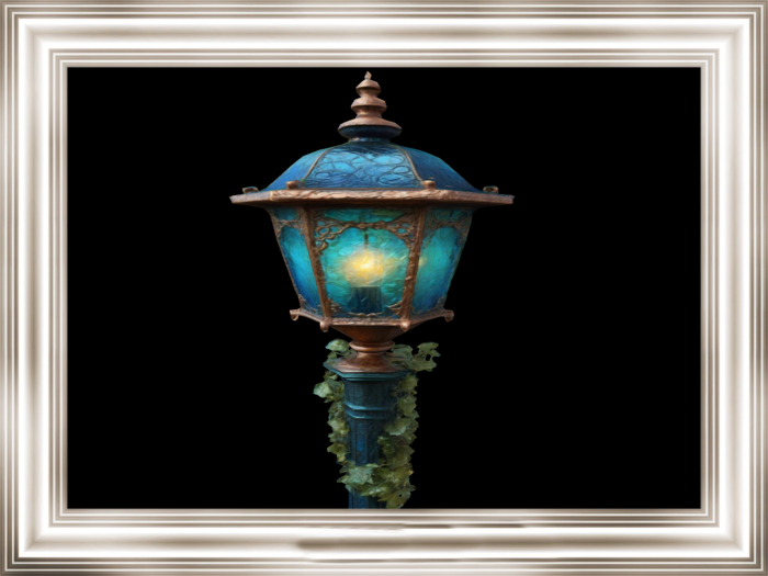 Second Life Marketplace - HB: Blue Patina Ivy Lamp Post Statue FULL PERM