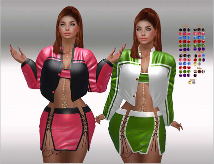 Second Life Marketplace - SET Leather-Jacket,Top,Skirt 68x Color HUD ...