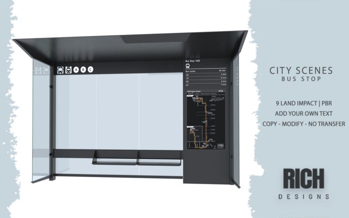 Second Life Marketplace - RICH City Scenes Bus Stop