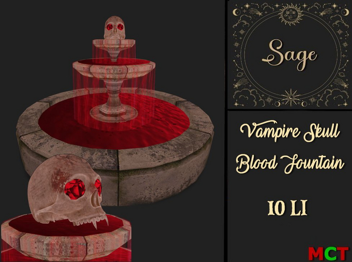 Second Life Marketplace - :::SAGE::: Vampire Skull Blood Fountain ADD