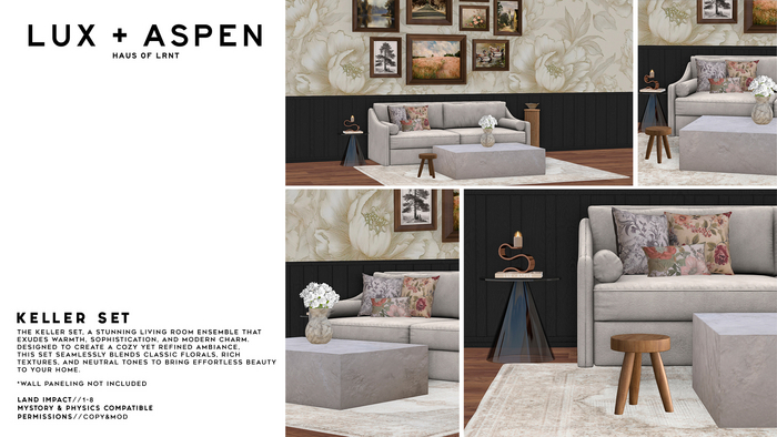Second Life Marketplace - LUX + ASPEN // Keller Living Room Set PG