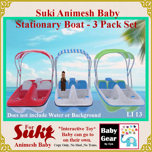 Second Life Marketplace - Suki Animesh Baby - INT Beach Boats (Box)