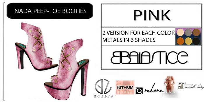 Second Life Marketplace - Baiastice_Nada Peep-Toe Booties-Pink