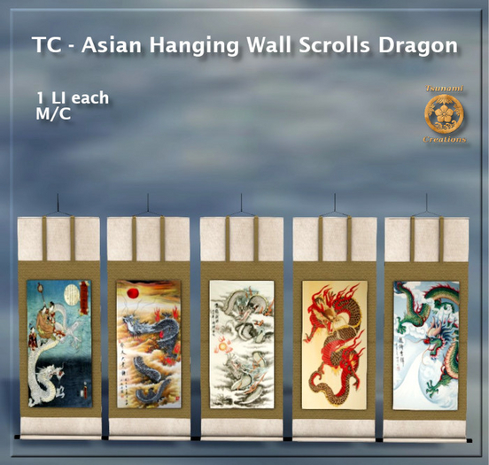 Second Life Marketplace - TC - Asian Hanging Wall Scroll Dragons
