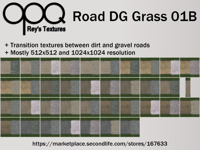 Second Life Marketplace - Rey's Road DG Grass 01B - Dirt Road to Gravel ...