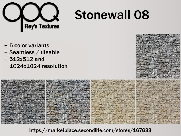 Second Life Marketplace - Rey's Stonewall 08 - Old Natural Stone Wall ...