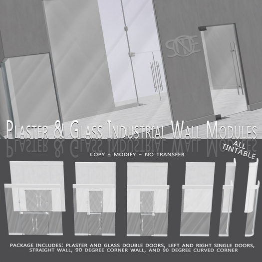 Second Life Marketplace - STN || Plaster & Glass Industrial Wall Modules