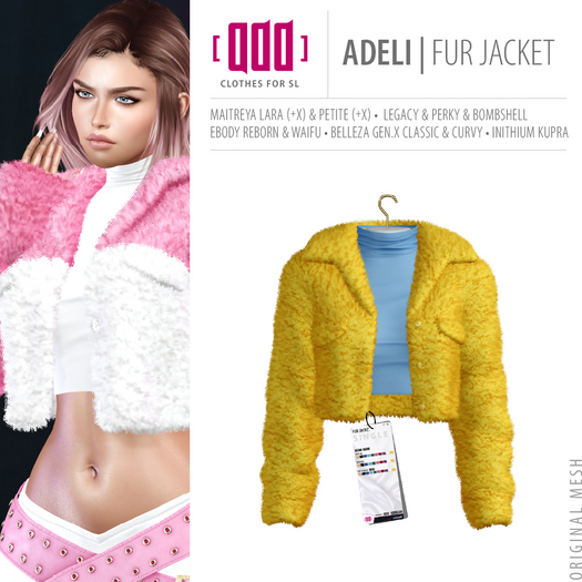 Second Life Marketplace - [ADD] Adeli Fur Jacket - Yellow