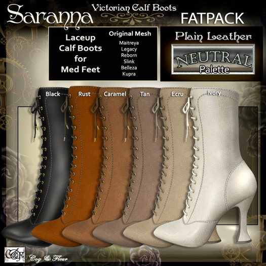 Second Life Marketplace - C&F Saranna Victorian Boots - FATPACK ...