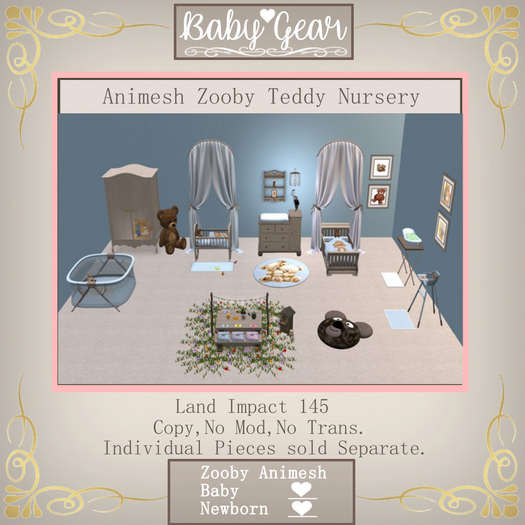 Second Life Marketplace - Animesh Zooby Complete Nursery - Teddy Bear ...