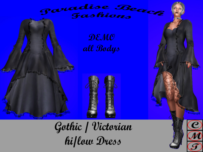 Second Life Marketplace - PB0004 - DEMO - Gothic Victorian Hi/Low Dress