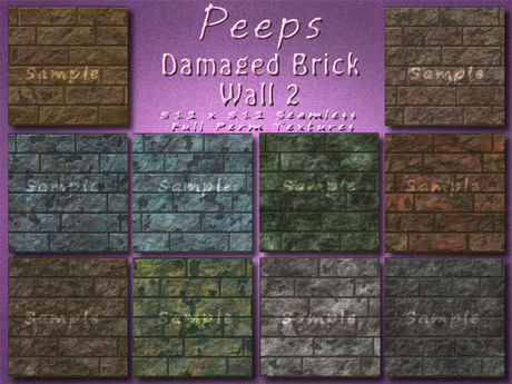Second Life Marketplace - Peeps Textures Damaged Brick Wall 2