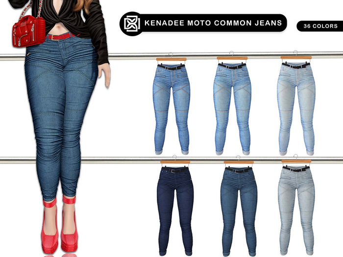 Second Life Marketplace - Addams - Kenadee Moto Jeans #FATPACK