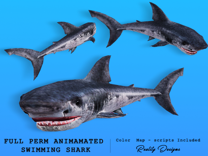 Second Life Marketplace - Full Perm Animated Swimming White Shark