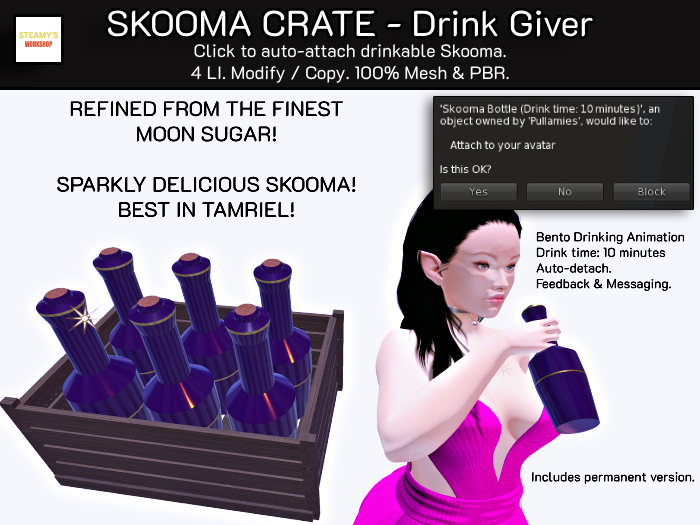 Second Life Marketplace - PBR Skooma Crate - Drink Giver