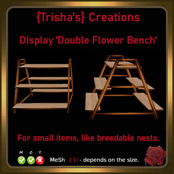Second Life Marketplace - {Trisha's} MeSh Display 'Double Flower Bench ...