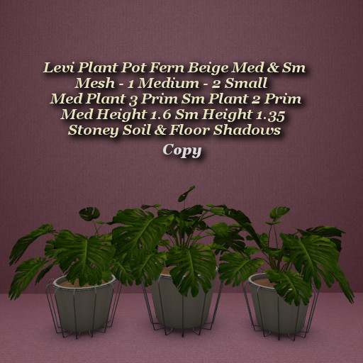 Second Life Marketplace - Levi Plant Pot Fern Beige Med & Sm1