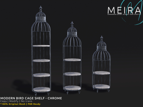 Second Life Marketplace - Meira Modern Bird Cage Shelf - Chrome