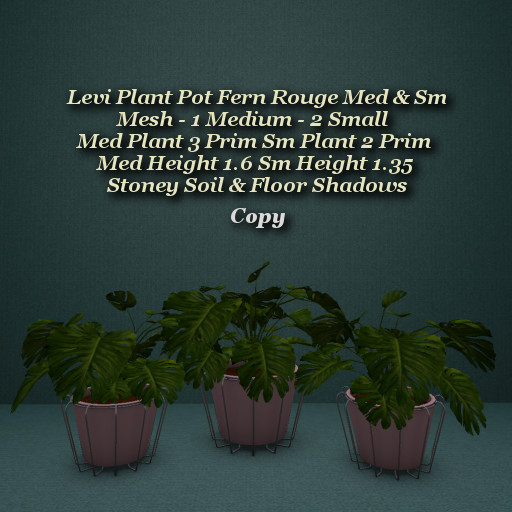 Second Life Marketplace - Levi Plant Pot Fern Rouge Med & Sm1