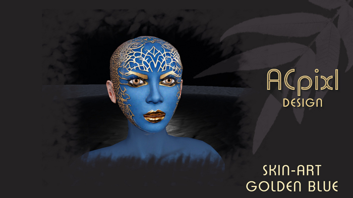 Second Life Marketplace - Blue Skin with Golden Art