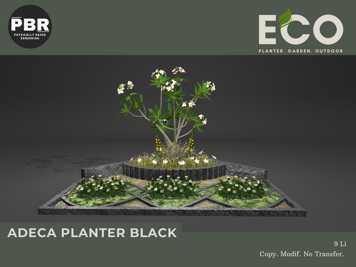 Second Life Marketplace - Eco - Adeca Planter Black