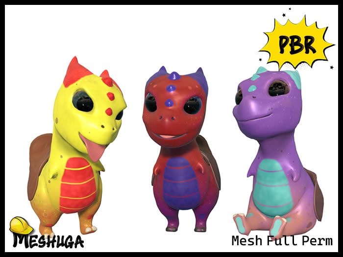 Second Life Marketplace - Meshuga PBR Kids Toy - Cute Dinos FULL PERM MESH