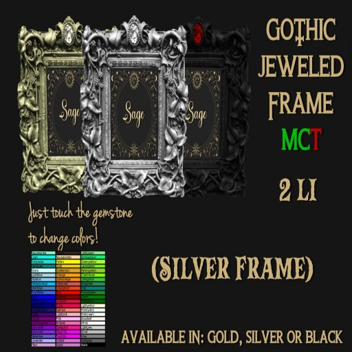 Second Life Marketplace - :::SAGE::: Gothic Jeweled Photo Frame ~ SILVER