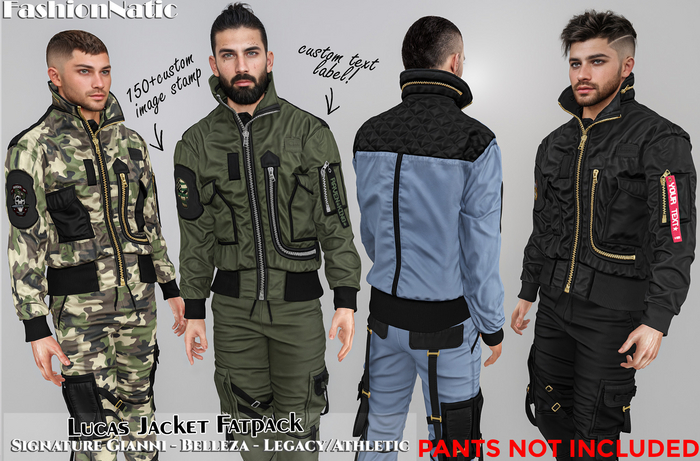 Second Life Marketplace - Jacket Lucas Mens Fatpack Colors - Signature ...
