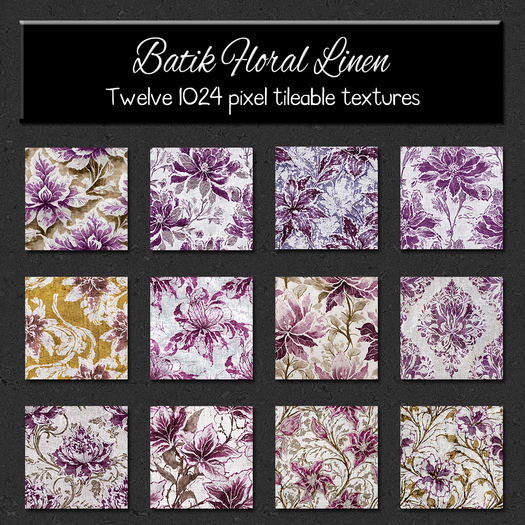 Second Life Marketplace - *Wallflowers* Batik Floral Linen